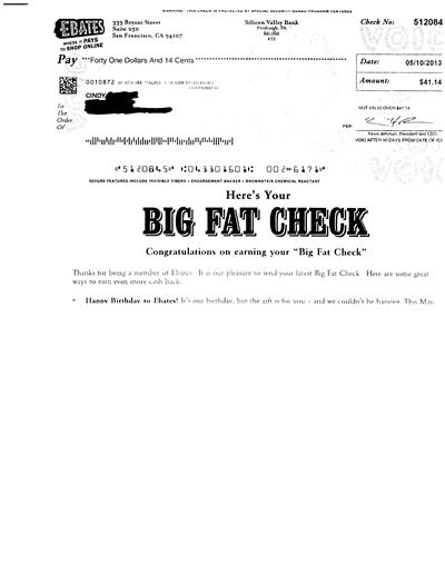 I love ebates - got my big fat check!!